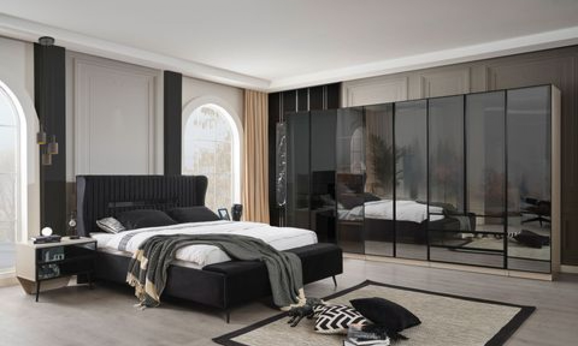 Asos Reflekte Cam Yatak Odası Takımı, 8 Kapaklı